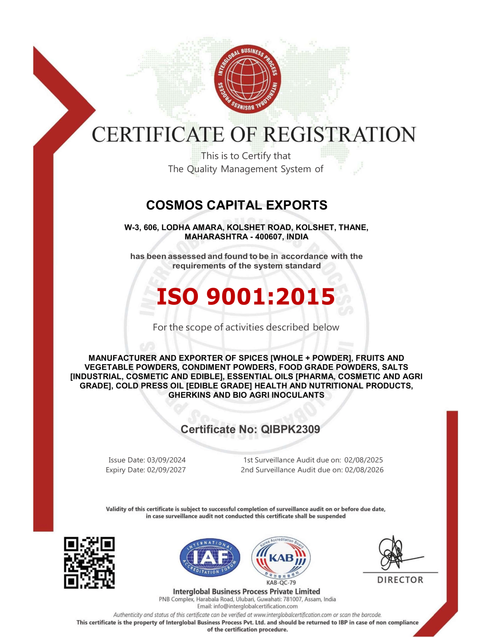 Cosmos Capital Exports